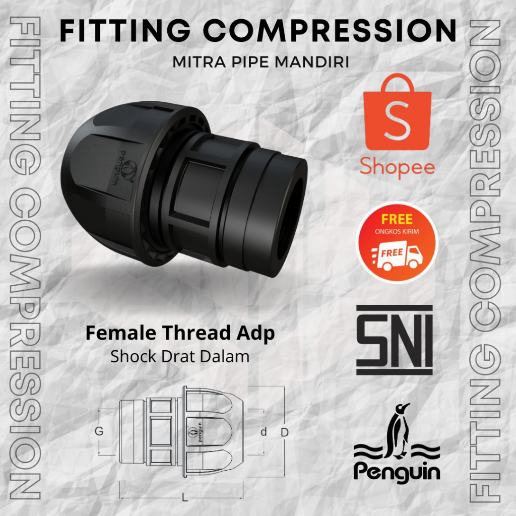 Jual sambungan/Fitting Pipa HDPE Compression Female Thread ADP/ Shock ...