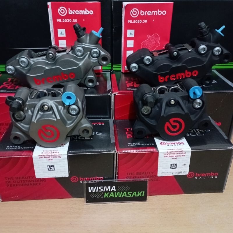 Jual Paketan Kaliper Brembo 4 Piston 1 Pin & 2 Piston Red Logo Original Italy | Shopee Indonesia