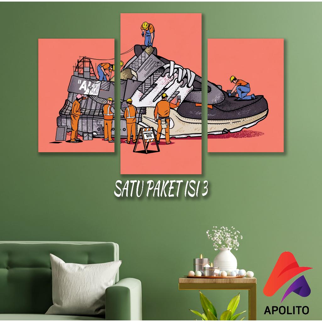 Jual HIASAN DINDING SET ILUSTRASI SEPATU KARTUN ISI 3 KAMAR DEKORASI ...