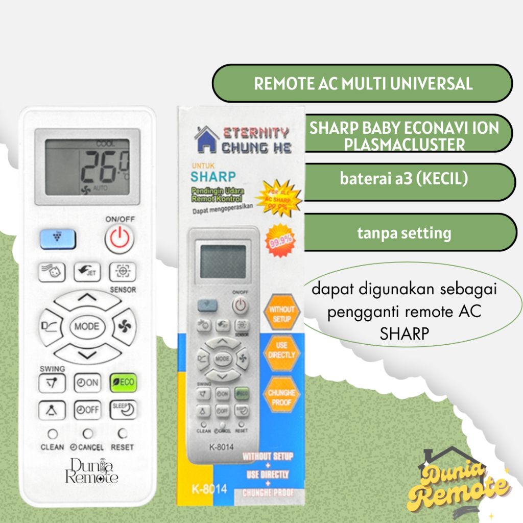 Jual Remote Remot AC SHARP Plasmacluster Multi Ion babyeco navy ...