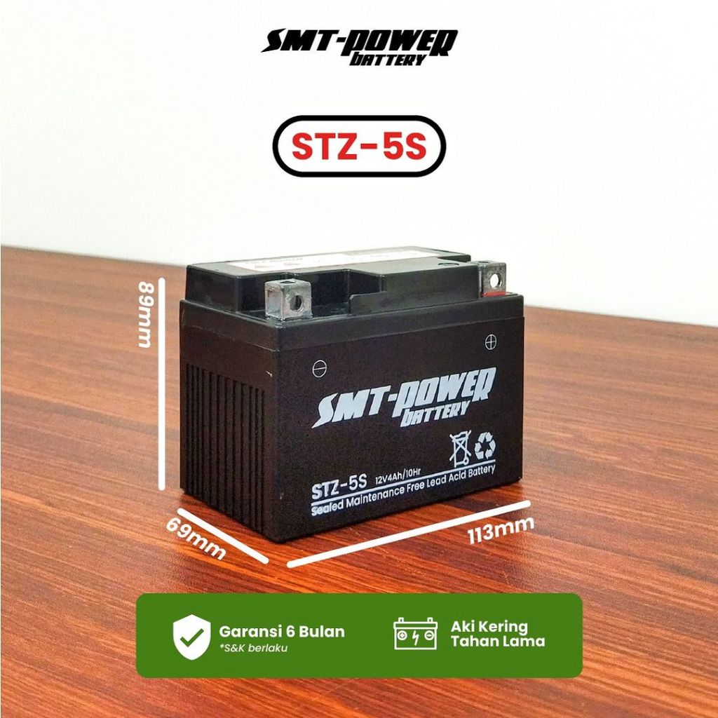 Jual SMT Power SMT 12V 4AH STZ 5S 10HR Baterai Motor Aki Motor Accu ...