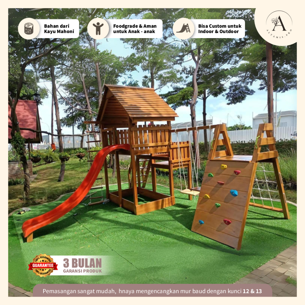 Jual Mainan Anak Playground Indoor Outdoor Rumah Mini Kayu Mahoni ...
