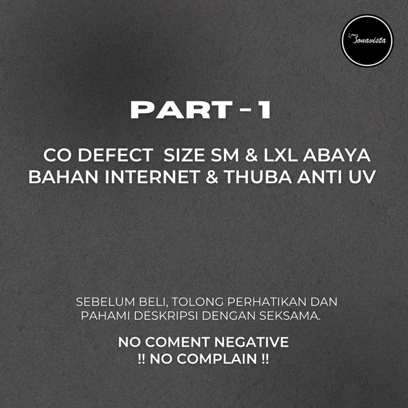 Jual Bonavista - !! DEFECT INTERNET DAN THUBA PART 1 !! Abaya Anti uv Sultan | Shopee Indonesia