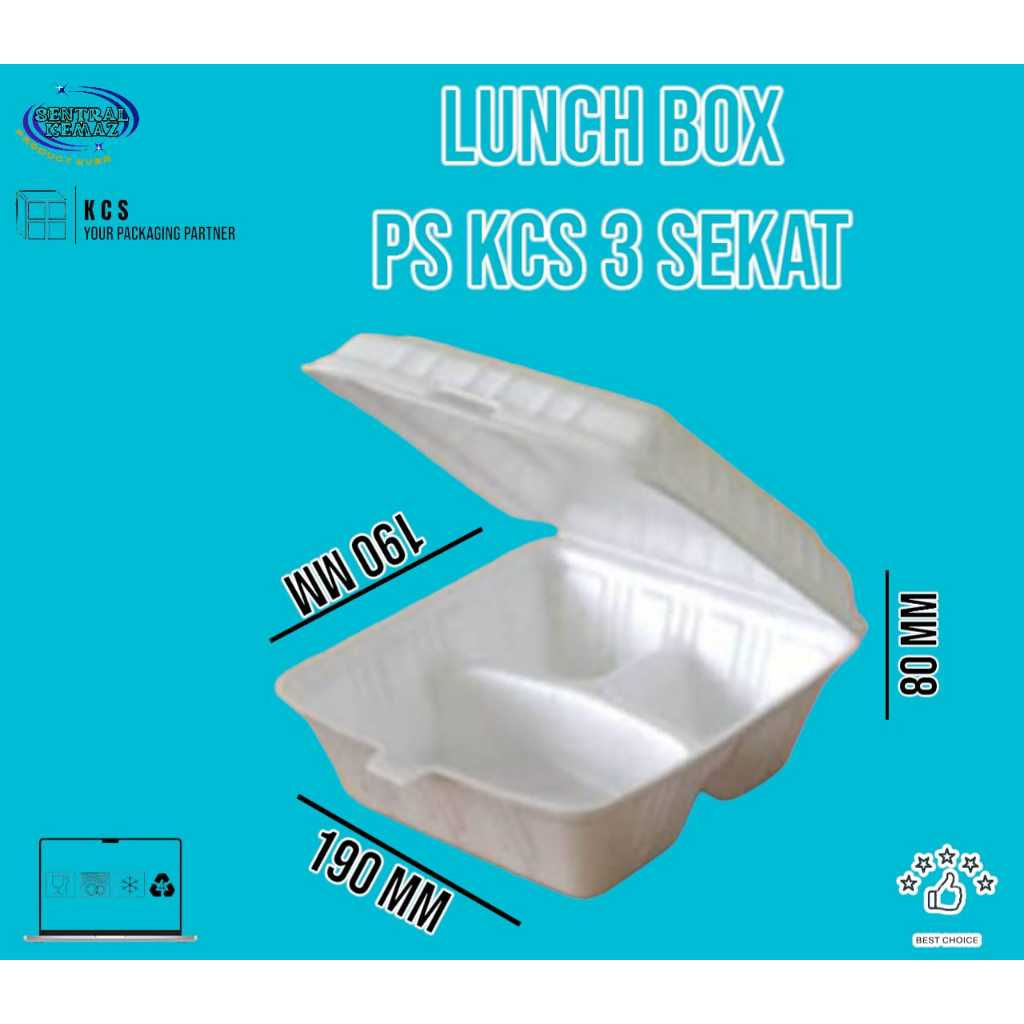Jual STYROFOAM 3 SKAT (BENTUK BENTO) / LUNCH BOX KCS 3 SEKAT isi 100 ...