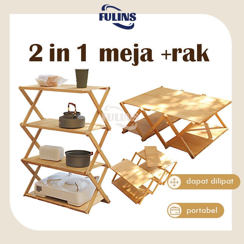 Jual 2in1 Rak lipat luar penyimpanan Camping Picnic ruangan Rak Lipat ...