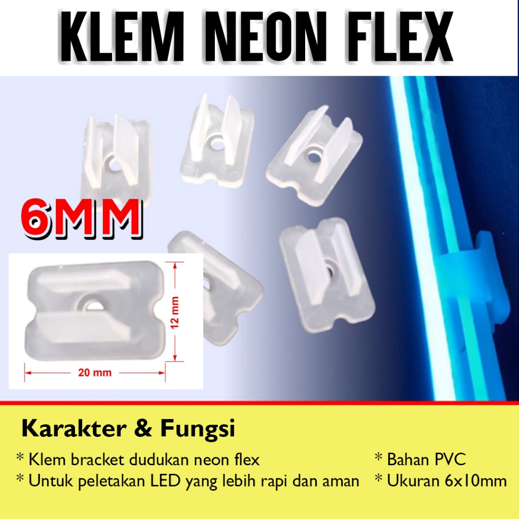 Jual Klem Dudukan Lampu Neonflex Neon Flexible LED 12V 220V Braket LED ...