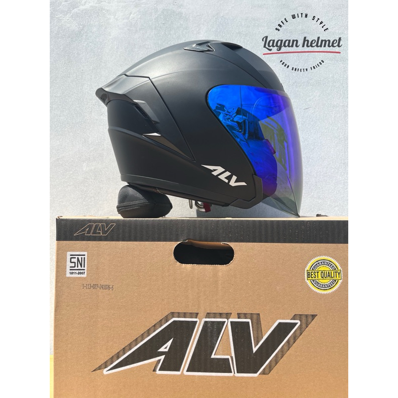 Jual ALV ULTRON HELM HALF FACE SOLID VISOR IRIDIUM REVO BLUE STANDAR ...