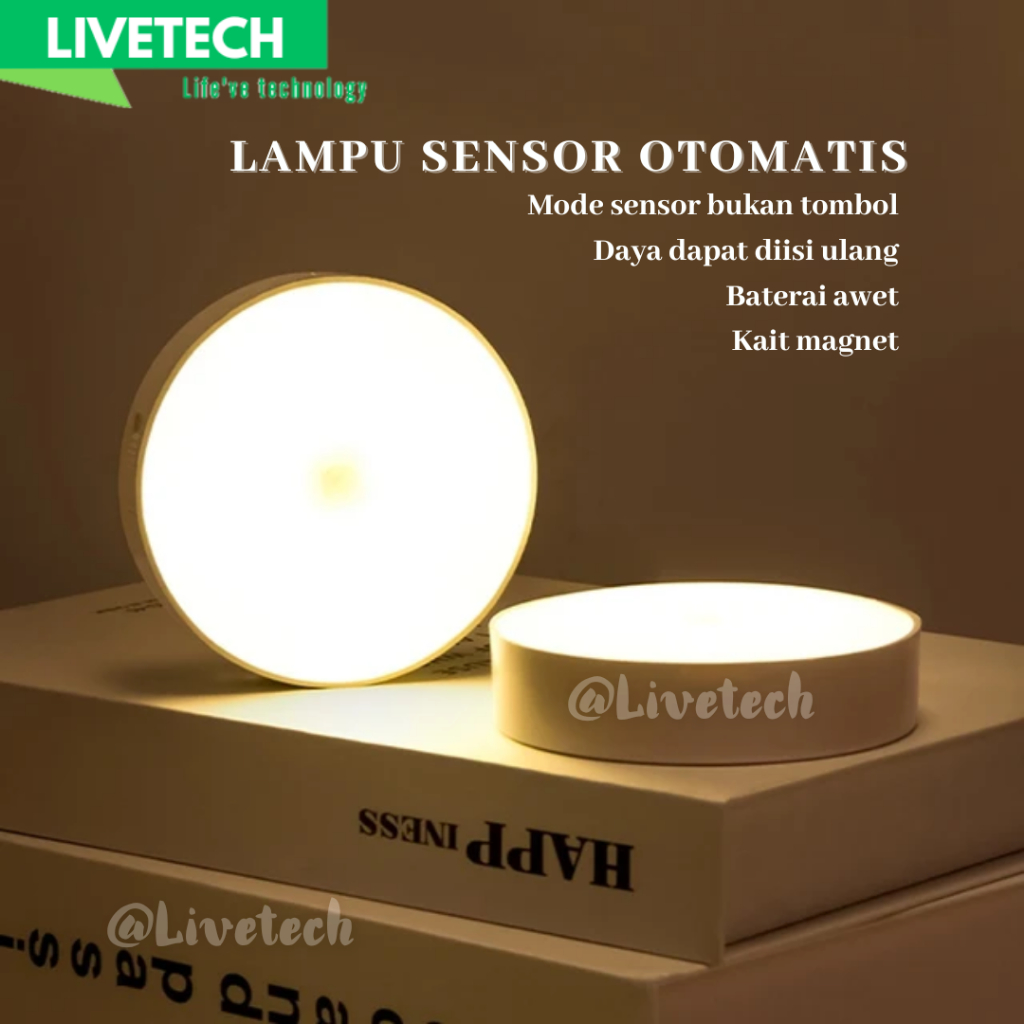 Jual LIVETECH Lampu Sensor Gerak Magnetic Motion Sensor LED/Lampu tidur ...