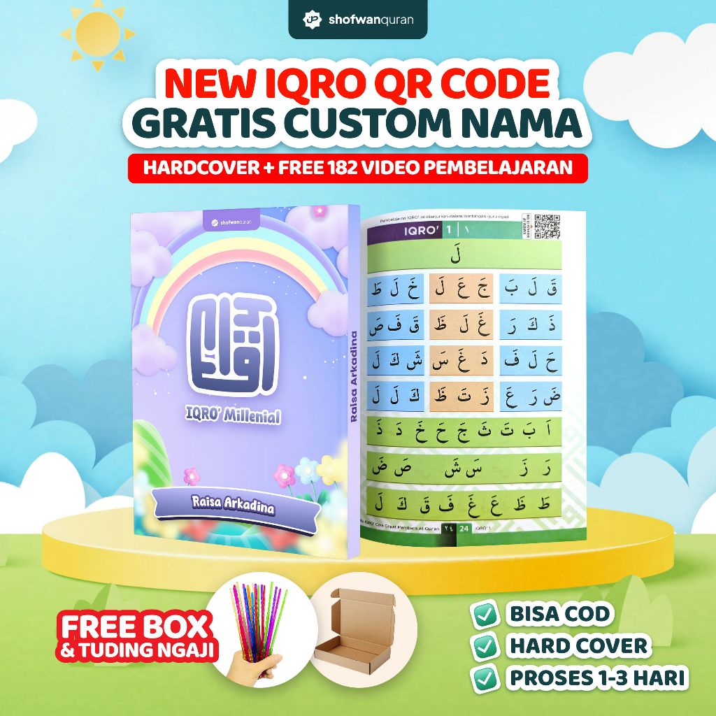 Jual Iqro Milenial QR Code Kids Custom Nama Hard Cover - Custom Nama ...