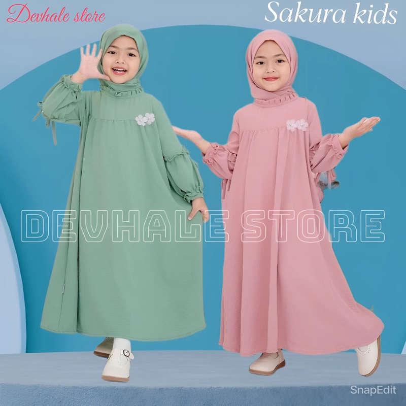 Jual GAMIS SET SAKURA KIDS FREE HIJAB/Dress gamis kondangan anak umur 4 ...