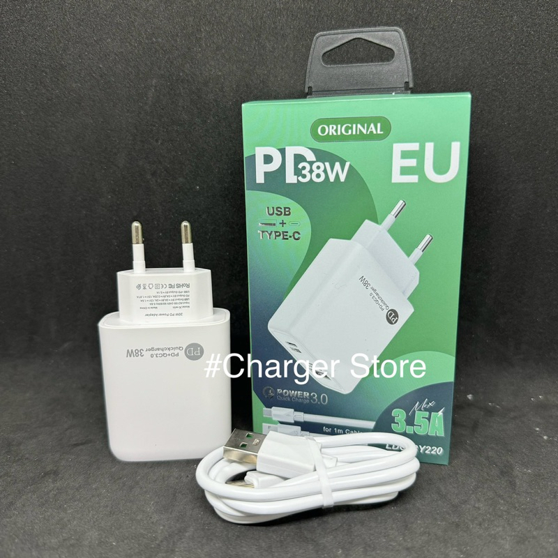 Jual Charger PD 38W 2USB USB + Type C Original Fast Charging Quick ...