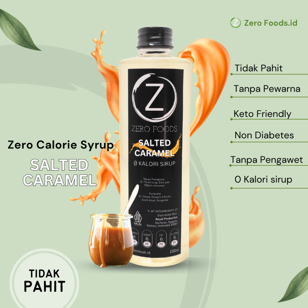 Jual Zero Foods Diet Keto Salted Caramel Syrup - 0 Kalori Sirup - Sirup ...