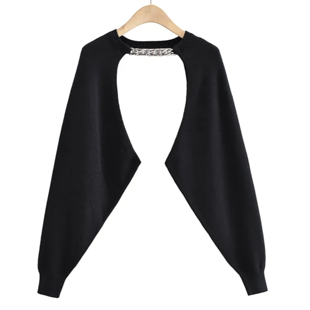 Jual PAKAIAN WANITA-sweater crop top variasi rantai unik korean style ...