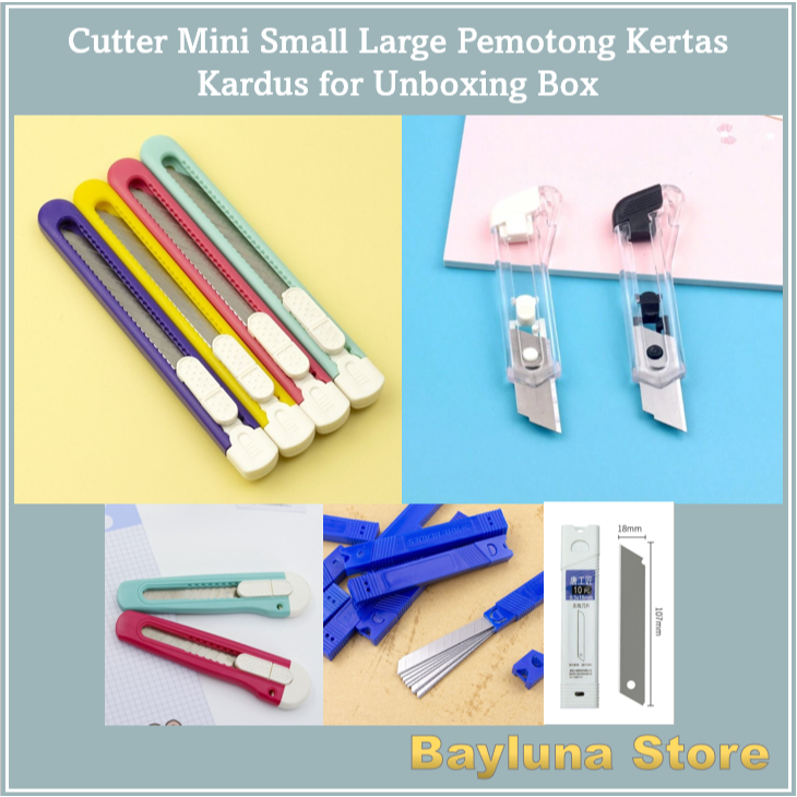 Jual Cutter Pemotong Kertas Kardus Unboxing Box Size Besar Kecil Refill ...