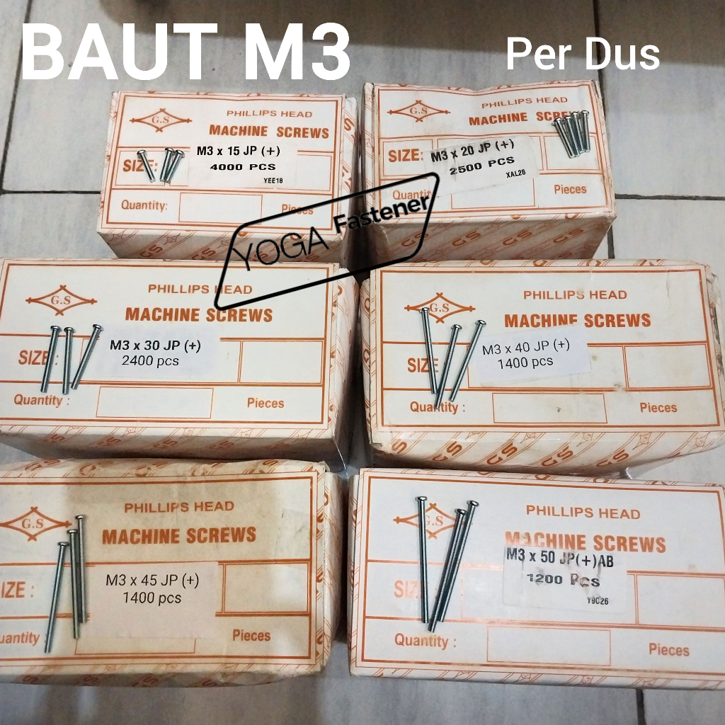 Jual 1 Dus Baut M3 Ukuran M3x6 sampai M3x50 Kepala bulat JP | Shopee Indonesia