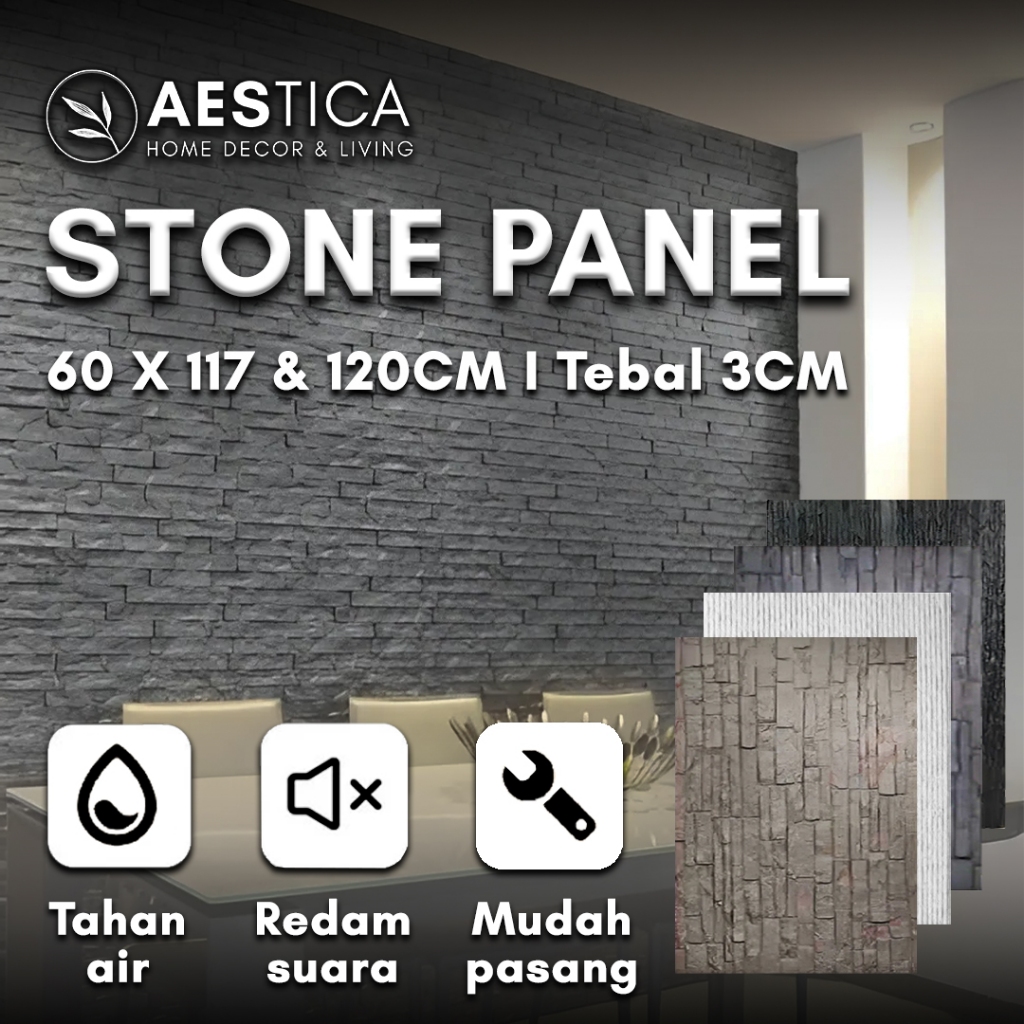 Jual Wall Panel Batu Alam Sintetis PU Stone Motif Rock Dekor Dinding ...