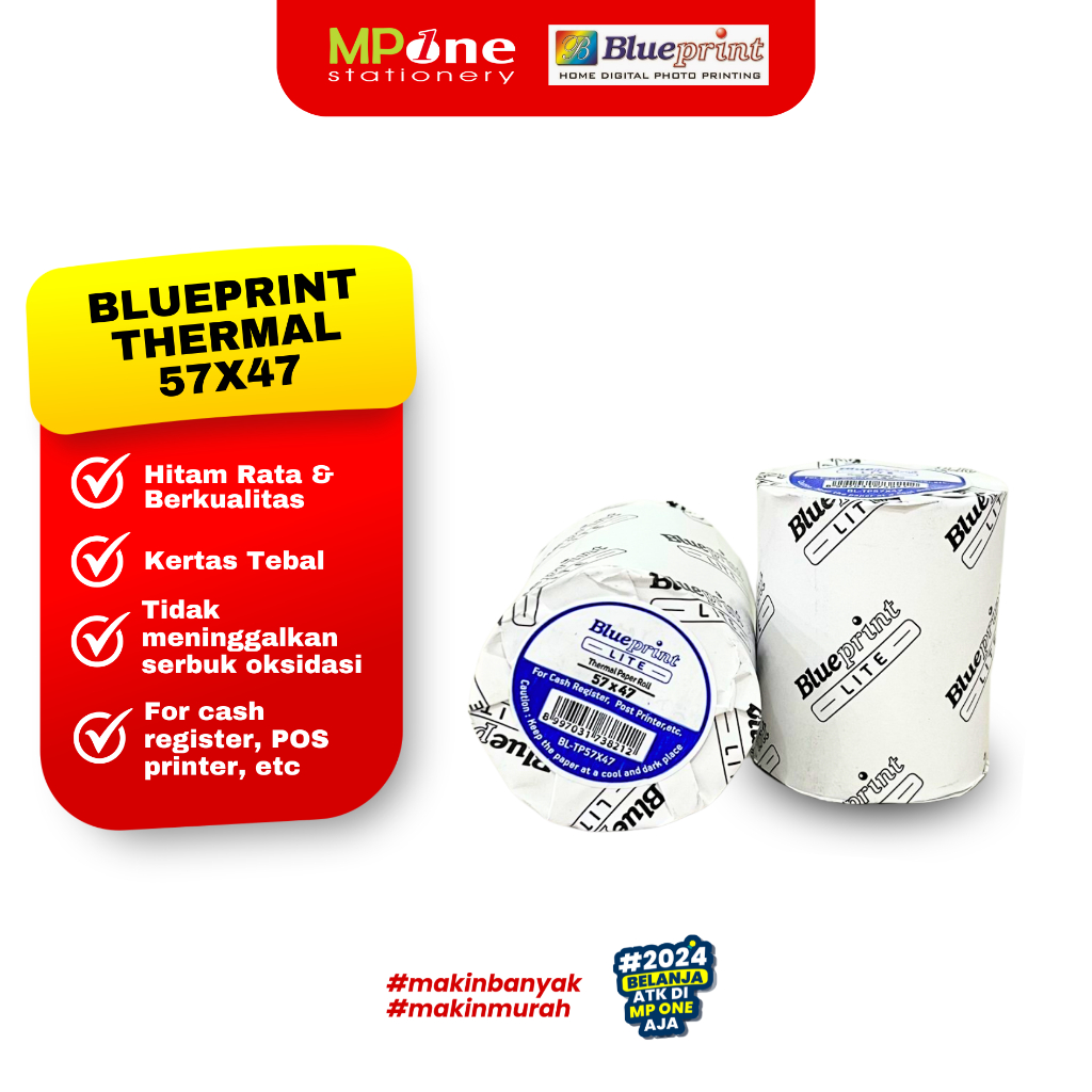 Jual Blueprint Kertas Kaisr Thermal 57x47 (1 ROLL) / Kertas Thermal ...