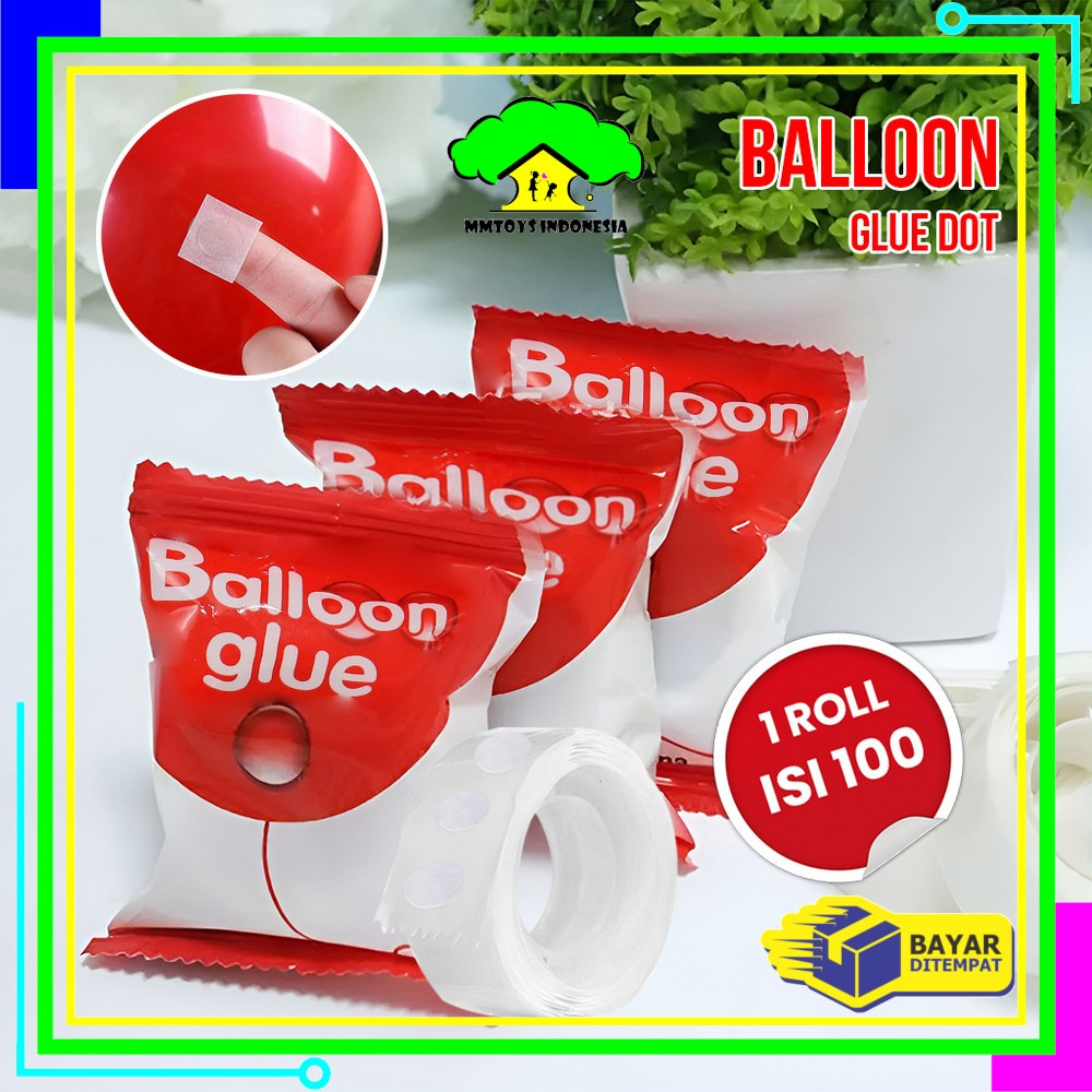Jual MI-C1000 Lem Balon 1 Roll Isi 100 Dot Double Tape Dekorasi Ulang ...