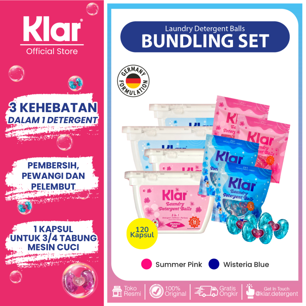 Jual KLAR Kapsul Detergent 3in1 (Bundle Set) isi 120 pcs | Shopee Indonesia