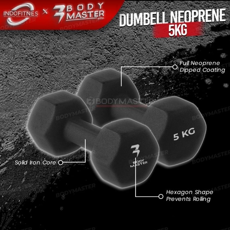 Jual neoprene 5 kg dumbbell barbel besi karet gym weightlift barbell ...