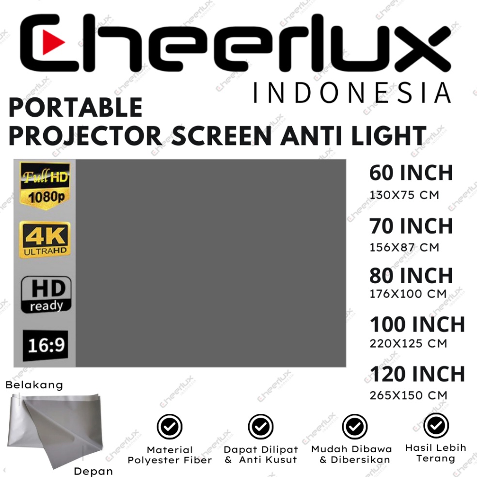 Jual Koleksi Terbaru Layar Proyektor Anti Light 12 Inch Ratio 169 ...