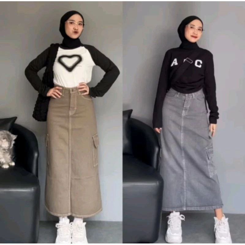 Jual ROK JEANS CARGO - ROK JEANS NAYLA HIGH WAIST PREMIUM TERLARIS ...