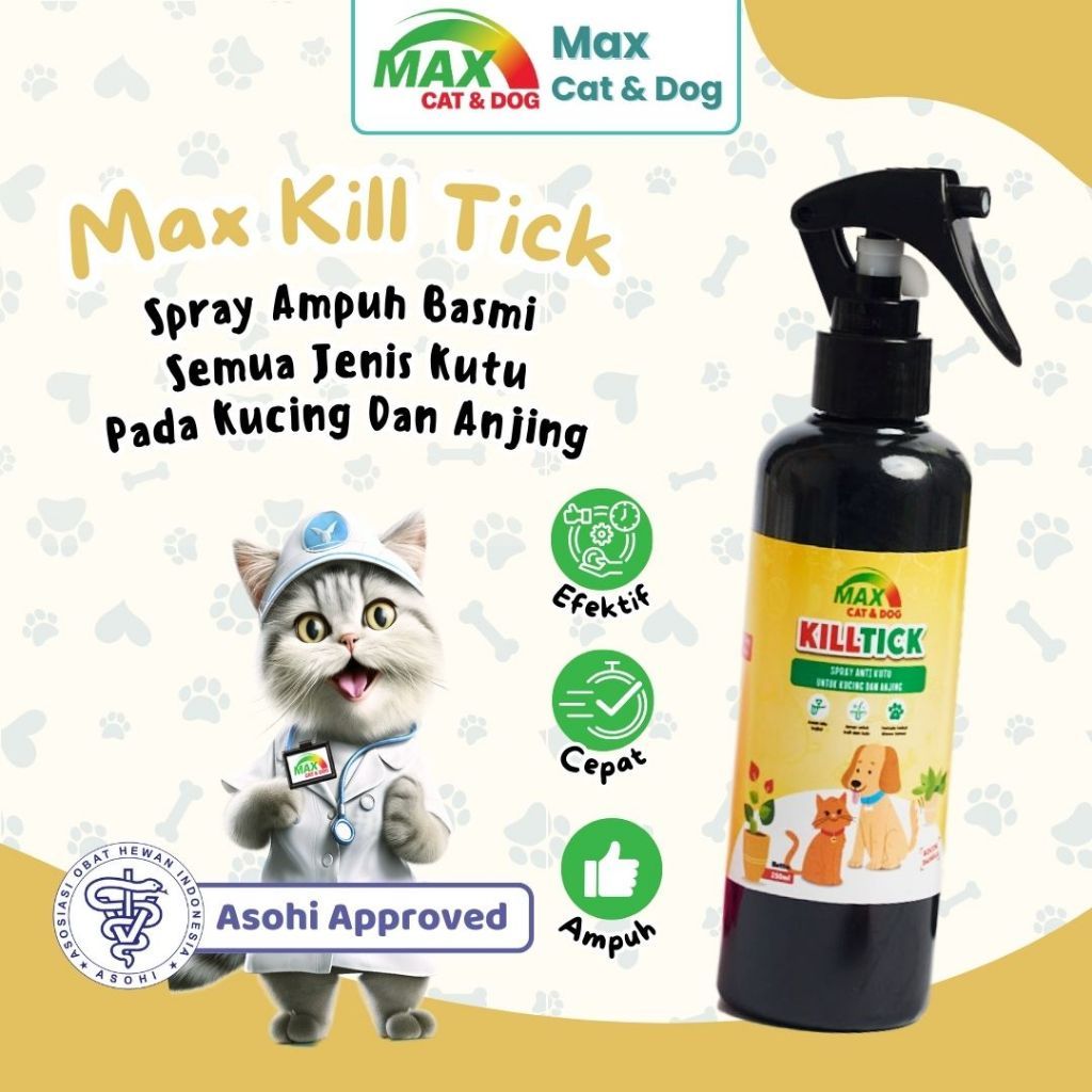 Jual Obat Kutu Kucing Anjing Spray Max Kill Tick 250ml | Shopee Indonesia