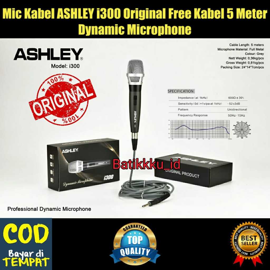 Jual Mic Kabel ASHLEY i300 i 300 Original Free Kabel 5 Meter | Shopee ...