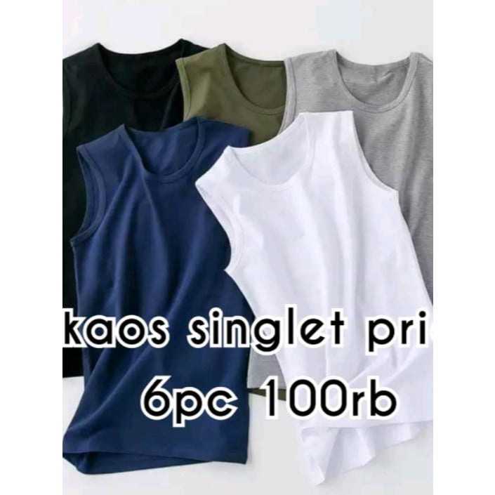 Jual Singlet Pria 6pcs 100rb - Kaos Dalam Cowok Slim Fit Bahan Cotton ...
