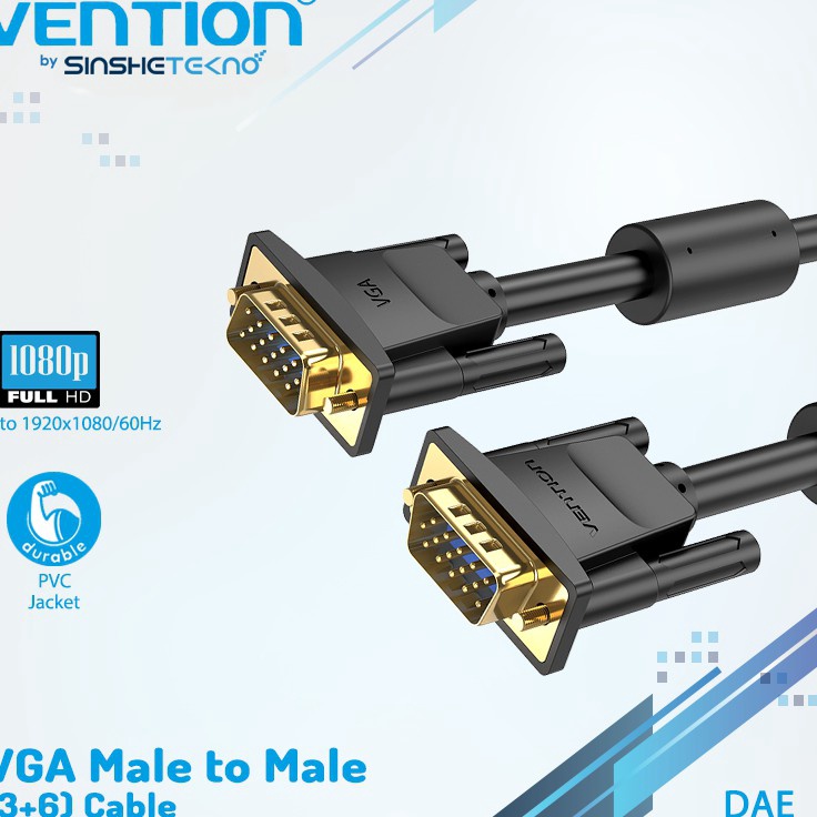Jual VENTION Kabel VGA Male To Male With Ferrite Core 8 Meter | Shopee Indonesia