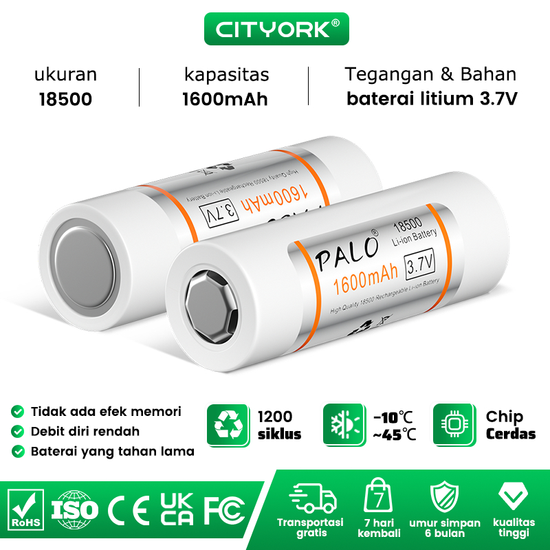 Jual Cityork Baterai Cas Type 18500 3.7V 1600mAh Batre senter Model ...