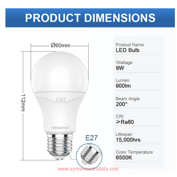 Jual Lampu A-Bulb YTA60Z1 9W 170-240V Megaman | Shopee Indonesia