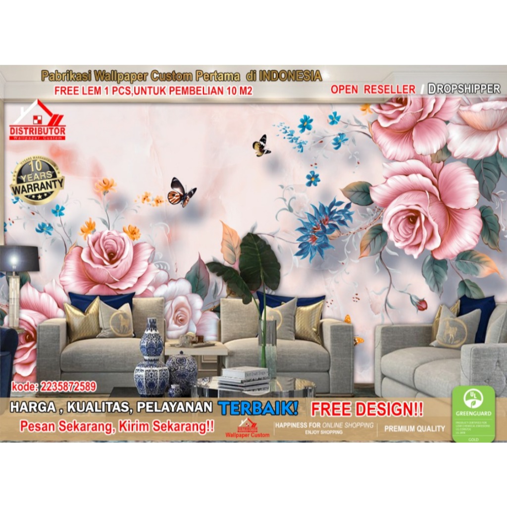Jual Wallpaper Custom 3D Tema Flowers | Bunga | Wallpaper Request ...