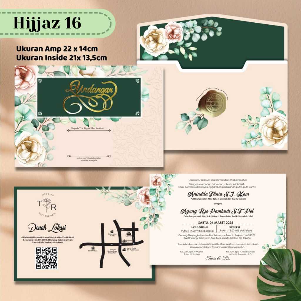 Jual [BISA 10 PCS] Undangan Pernikahan Warna Hijau Cream Hard Cover ...