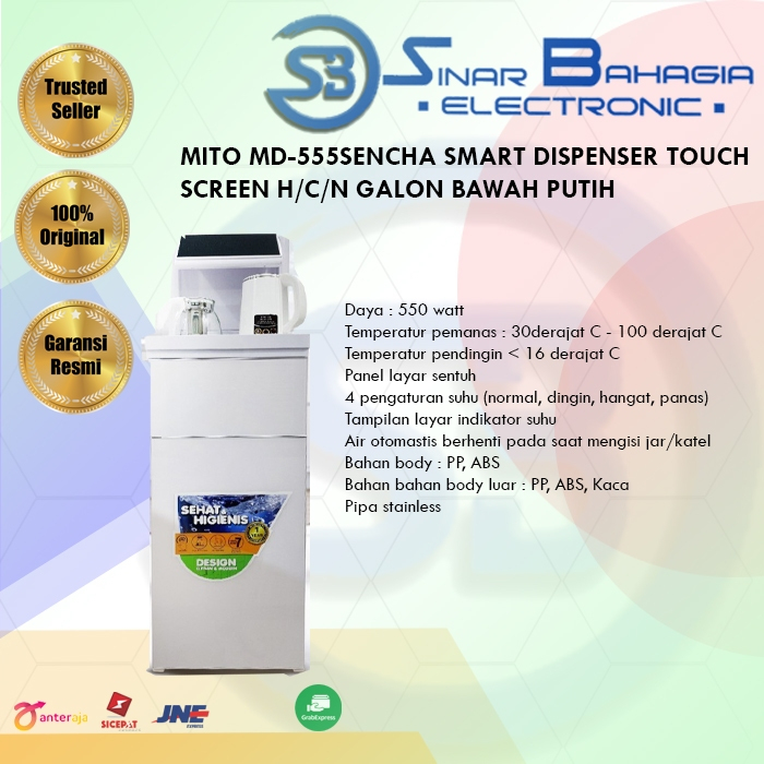 Jual MITO MD-555SENCHA SMART DISPENSER TOUCH SCREEN H/C/N GALON BAWAH ...