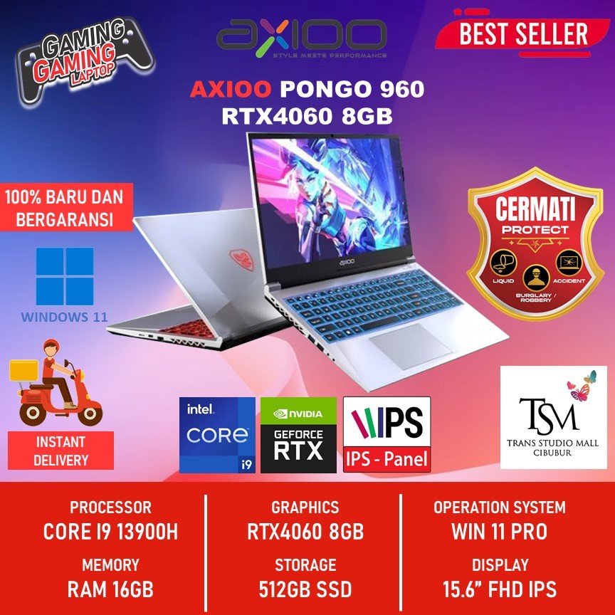 Jual Axioo Pongo 960 RTX4060 8GB i9 13900H Ram 16GB 512GB W11PRO 15 ...
