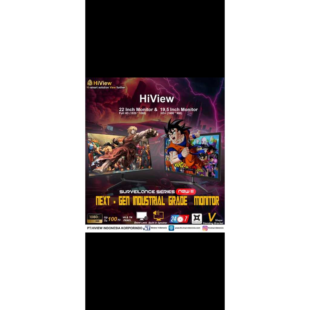 Jual 5ms 5 ms 100 hz 100hz built in speaker nextgen MONITOR HIVIEW HV ...