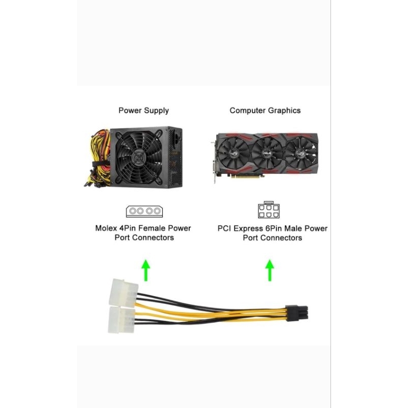 Jual Cable Power VGA 6 pin To 4 pin Molex | Shopee Indonesia