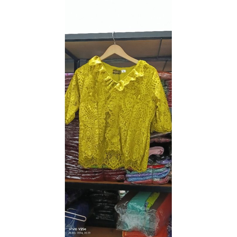 Jual Atasan Renda Brokat Semiperancis Blouse Kebaya Modern Tangan Lurus ...