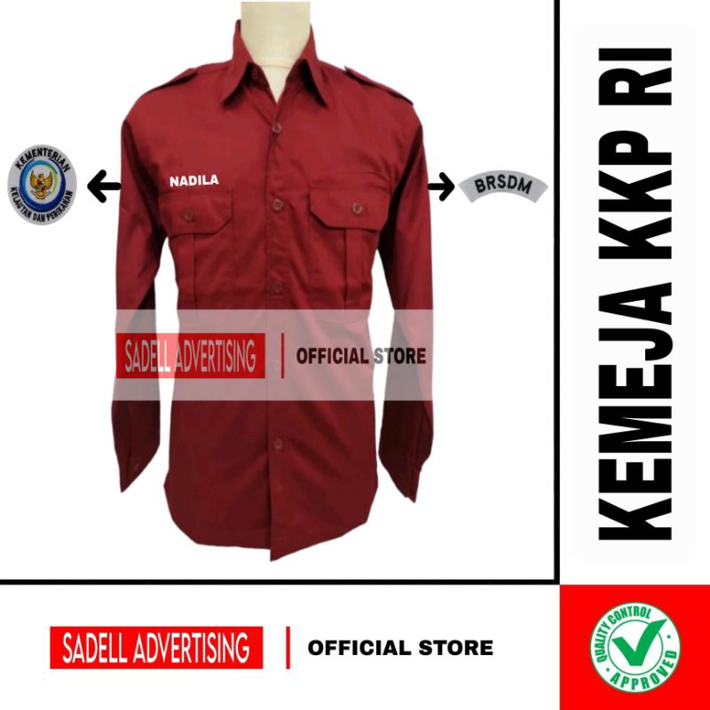 Jual Kemeja KKP RI Seragam KKP RI Maroon PDH Lengan Panjang Pria Bordir ...