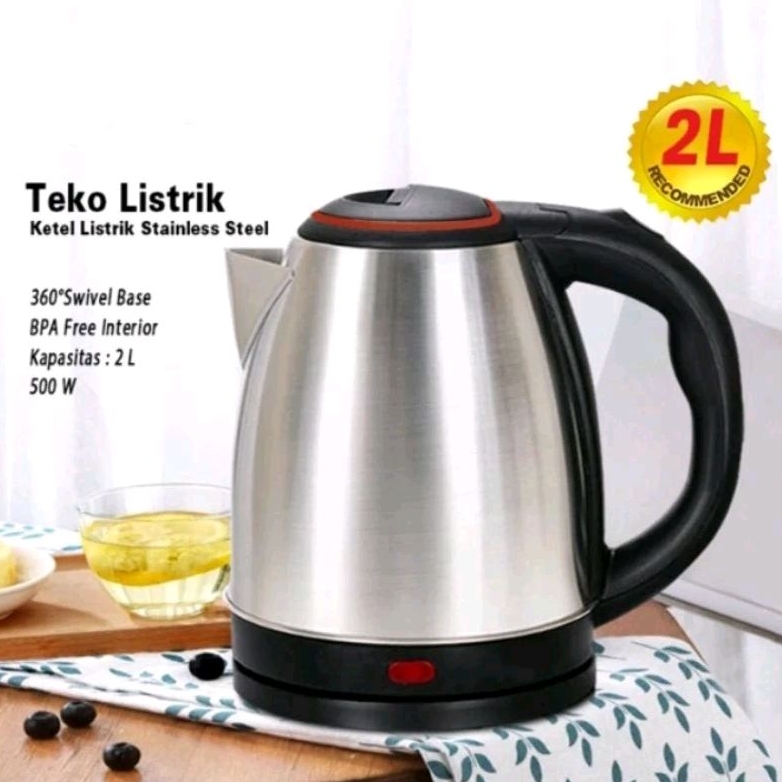 Jual Termos Air Teko Listrik Kettle Pemanas Air Panas Stainless 2 Liter ...