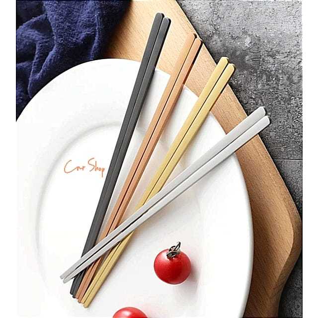 Jual Sumpit stainless 304 bulat warna / sumpit pipih korea stainless ...