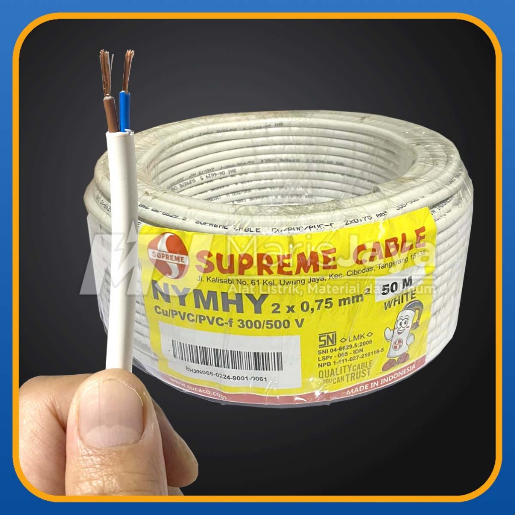 Jual Kabel Listrik SUPREME NYMHY 2x0,75 2x0.75 mm² Roll (PER METER) Warna PUTIH | Shopee Indonesia