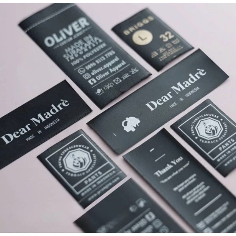 Jual label satin/min 200 pcs/FREE DESAIN/label satin hitam/label satin ...