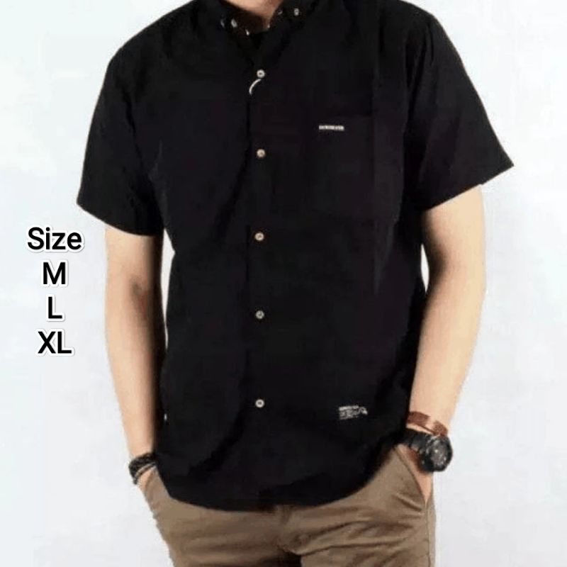Jual Kemeja Polos Cowok Slimfit Lengan PENDEK Katun Premium Distro ...