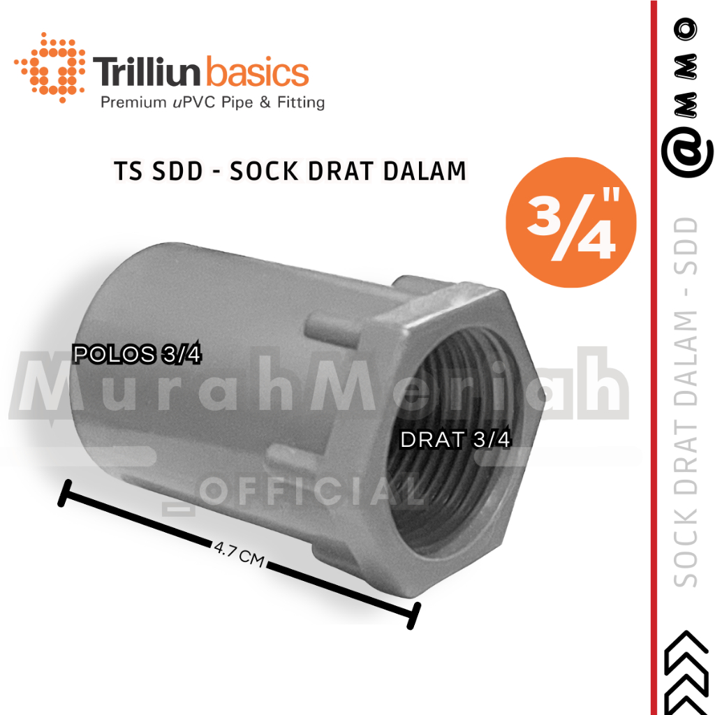 Jual SOCK DRAT DALAM SDD 3/4 INCH TRILLIUN TS - FAUCET SOCKET AW 0.75 ...