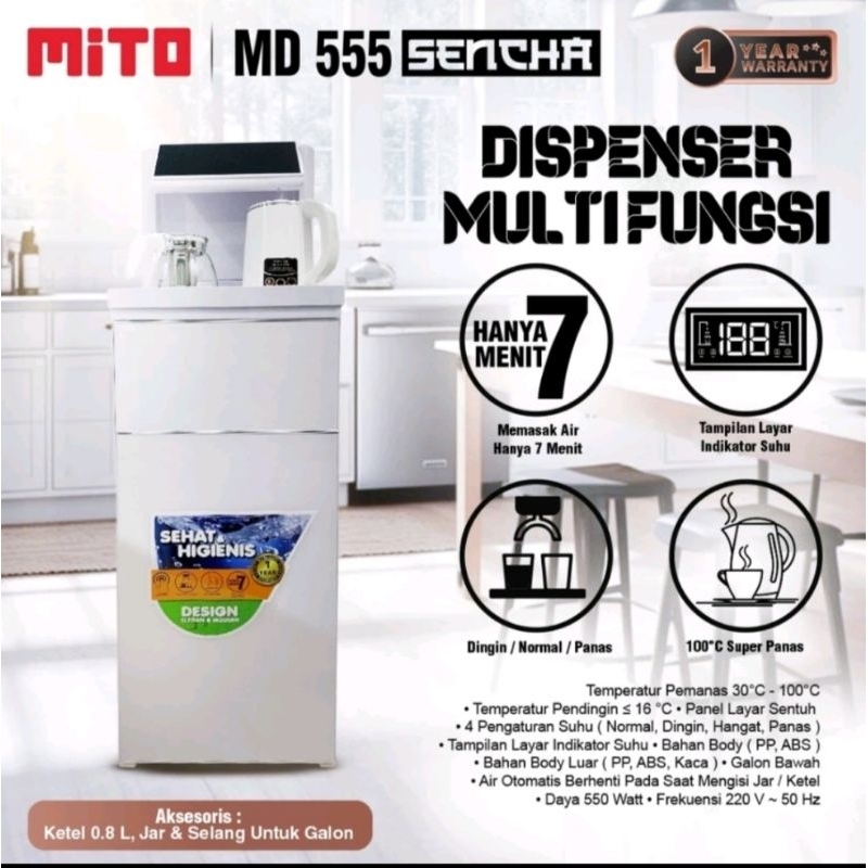 Jual MITO WATER DISPENSER GALON AIR MULTI FUNGSI MD-555 SENCHA GARANSI ...