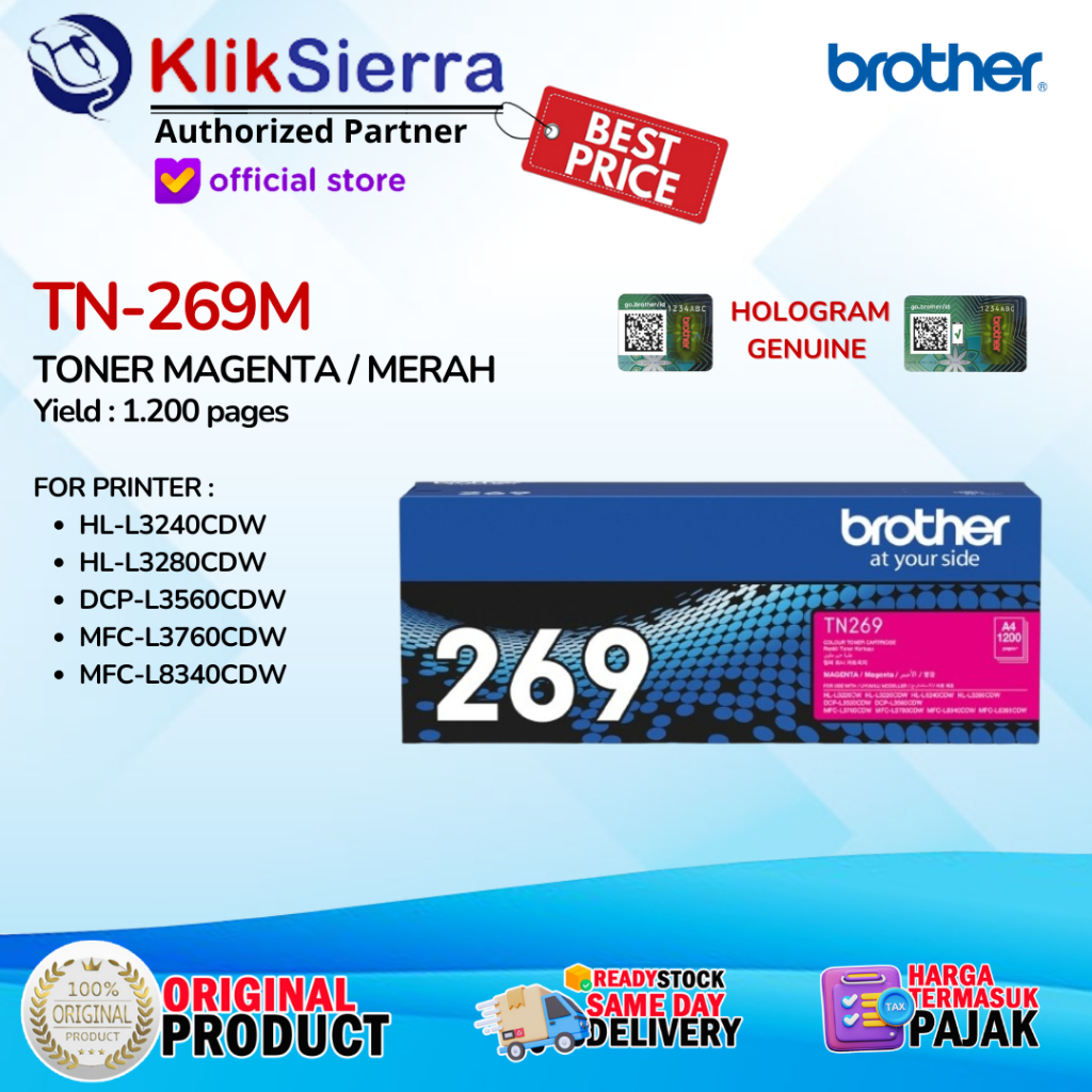 Jual BROTHER Original TN-269 Colour For HL-L3240CDW DCP-L3560CDW MFC-L3760CDW MFC-L8340CDW ...