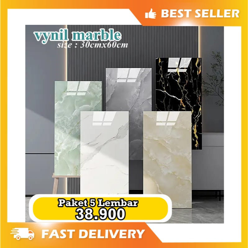 Jual PAKET 5 PCS Wallpaper dinding VINYL Marble 30 x 60 cm /Vinyl ...