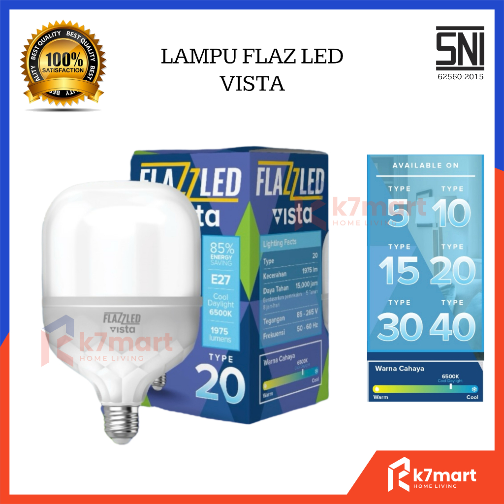Jual K7MART LAMPU LED FLAZZLED VISTA 5W+10W+15W+20W+30W+40W / LAMPU FLAZZ LED CAHAYA PUTIH ...